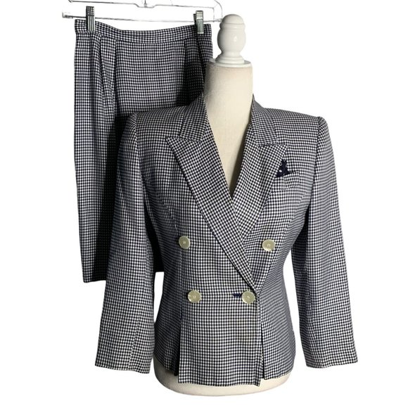 Kasper | Jackets & Coats | Vintage 9s Kasper Skirt Suit Set 2 Blue ...